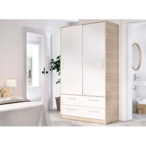 Armoire 2 Portes Kirogi, Garde-robe Chambre avec Penderie, 2 Tablettes ...