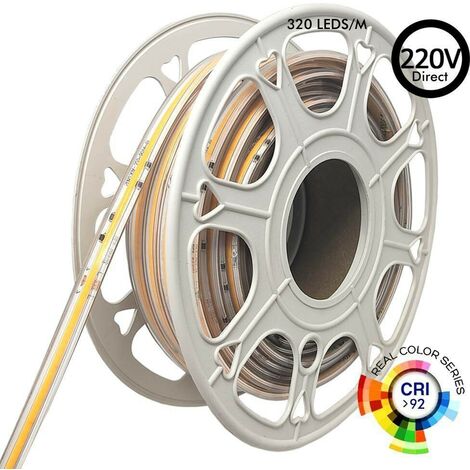 Bande LED 220V COB, 320Led/m, 12W/m, 25cm de coupe, 20 mètres.