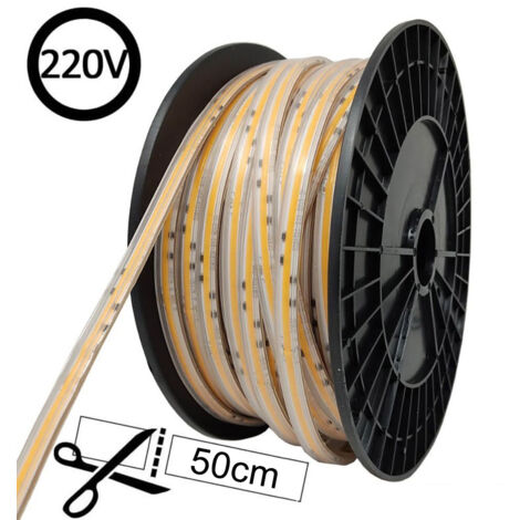 Bande LED 220V COB, 288Led/m, 1 mètre avec connecteurs rapides,