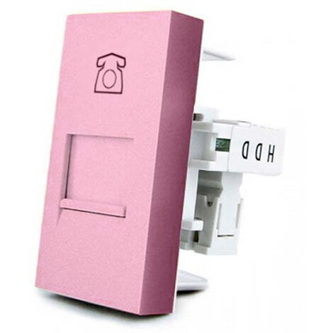 Connecteur téléphonique RJ11 rose pour mécanisme encastré