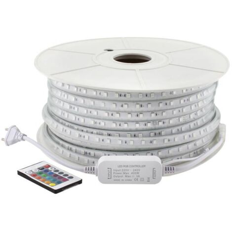 Bande LED 220V SMD5050, 60Led/m, RGB, bobine de 50 mètres, RGB
