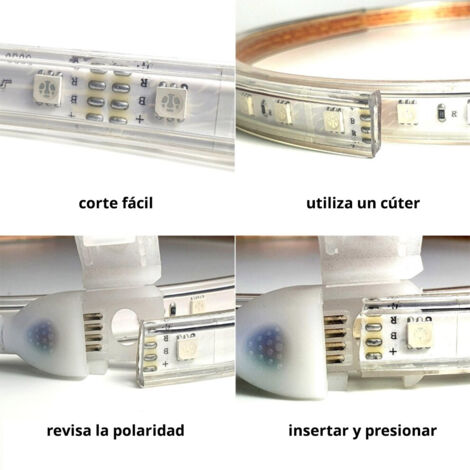 Bande LED 220V SMD5050, 60Led/m, RGB, bobine de 50 mètres, RGB