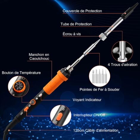 Fer à souder 60 W (chauffage rapide et stable), fer à souder électrique de précision, fer à ...