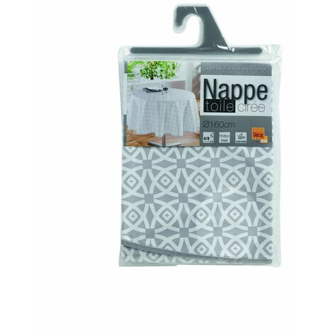Nappe ronde - Moderne graphique - Diamètre : 160 cm - PVC - Gris