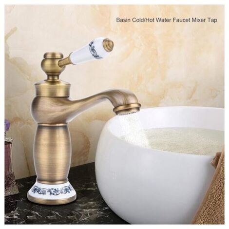 Rubinetto per lavabo da bagno in ceramica in ottone antico, miscelatore ...