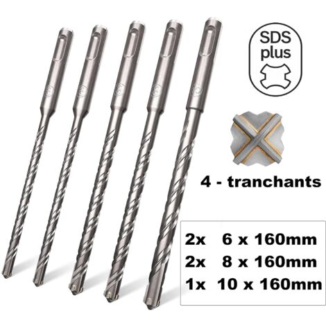 4-teiliges SDS Plus Hammerbohrer-Set für Beton mit 4 Aussparungen, in ...