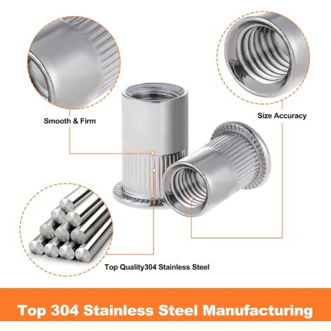 165-teiliges Edelstahl-Nietmuttern-Werkzeug, flacher Kopf, Gewinde ...