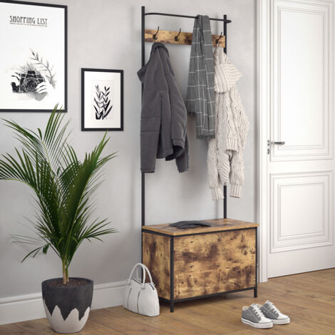 Perchero Fyrk, Roble rústico, 65 x 175 cm, Vicco