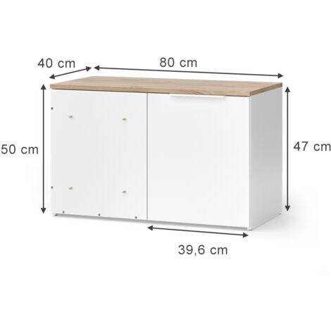 Cómoda esquinera Wido, Blanco/Sonoma, 80 x 50 cm con puerta, Vicco