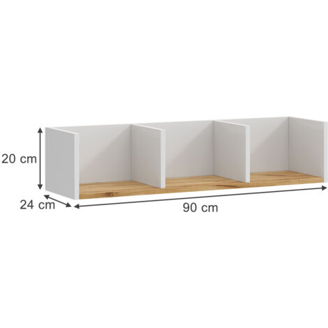 Estante de pared Tomy, Roble blanco/dorado, 90 x 20 cm, Vicco