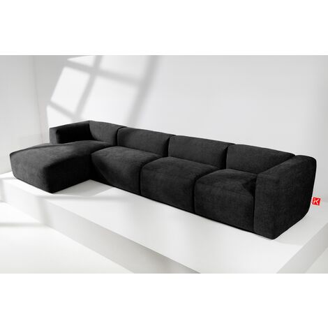 KONSIMO BUFFO Ecksofa Links 6-Sitzer mit extrem weicher und bequemer Sitz, grau