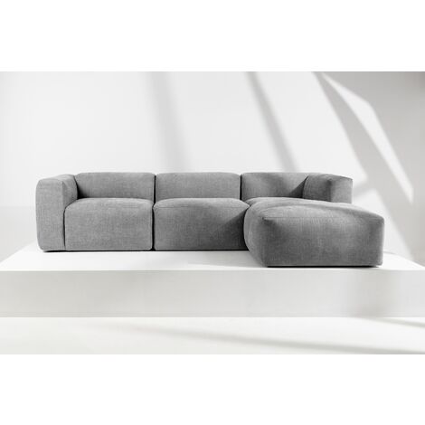 KONSIMO BUFFO Ecksofa Rechts mit extrem weicher und bequemer Sitz, hellgrau