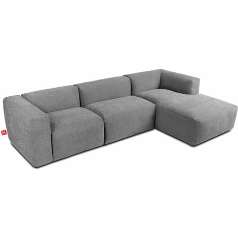 KONSIMO BUFFO Ecksofa Rechts mit extrem weicher und bequemer Sitz, hellgrau