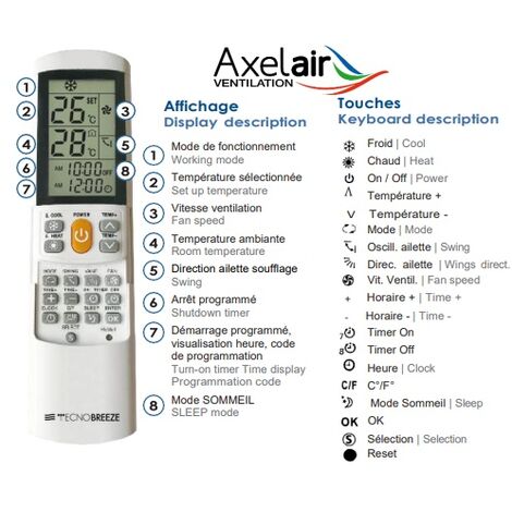 Télécommande clim. universelle- AXELAIR