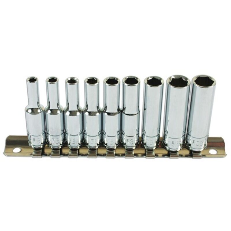 Laser Tools BA Deep Socket Set 1/4""D 6 Sided Length 50mm 9pc 6196