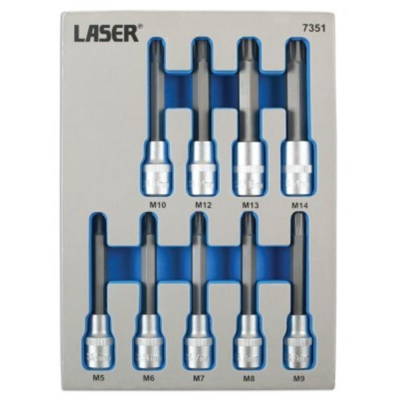 Laser Tools Tamperproof Ribe Socket Bit Set 1/2""D 9pc 7351
