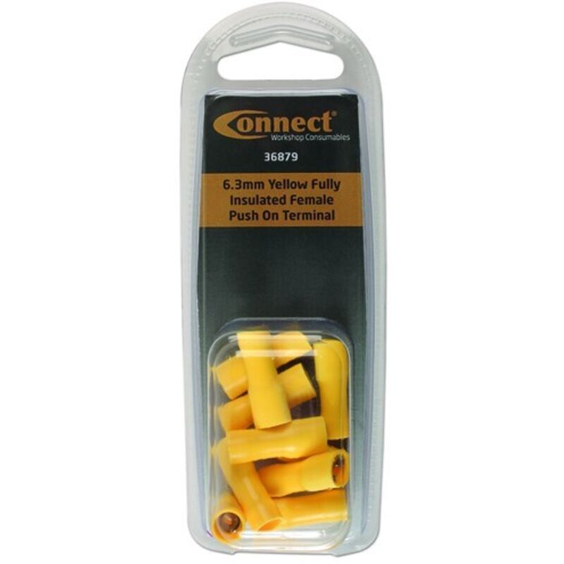 Connect Yellow Fully Insulated Female Push On Terminal 6.3mm 10pc 36879