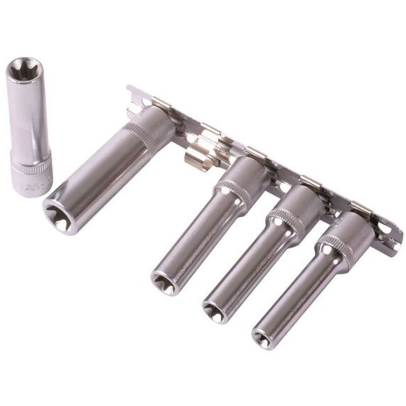 Laser Tools Deep Torx Star Socket Set 3/8""D 5pc From E8 to E14 61mm ...