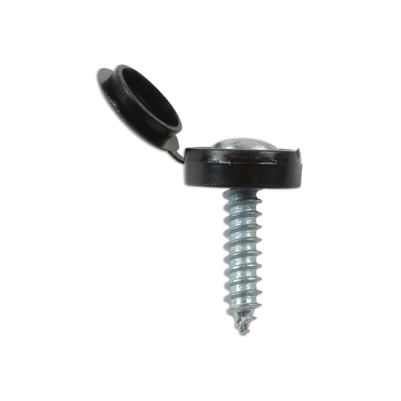 Connect Black Number Plate Flip Top & Screw 5pc 36885