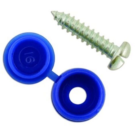 Connect Number Plate Security Screws 6 x 20mm Blue Cap 100pc 30336