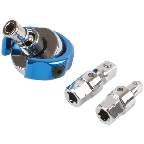 Laser Tools 1/4""D 3/8""D Swivel Palm Ratchet Set 4pc 72 Tooth Alloy ...