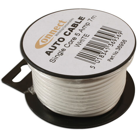 Connect White Single Core Auto Cable 9/0.30 7m 36956