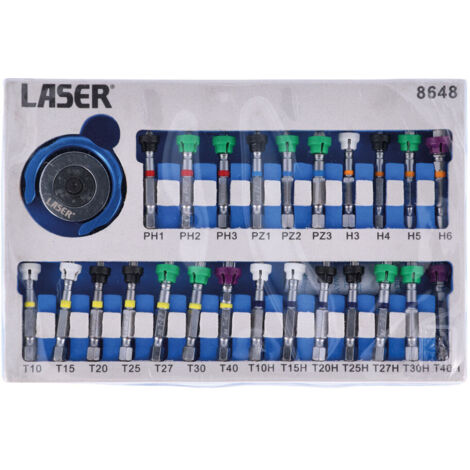 Laser Tools Swivel Palm Grip Magnetic Bit Set 25pc 8648