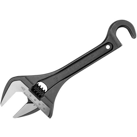 Bahco Wide Jaw Adjustable Wrench with Hook 254.5mm Jaw Capacity 46mm BAH33H