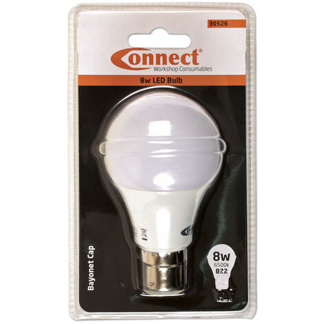 Connect 8W LED Bulb 6500K B22 Bayonet Fitting Cold White 1pc 700 5% ...