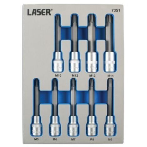 Laser Tools Tamperproof Ribe Socket Bit Set 1/2""D 9pc 7351