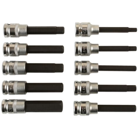 Laser Tools Long Hex Socket Bit Set 1/2""D 10pc 7162