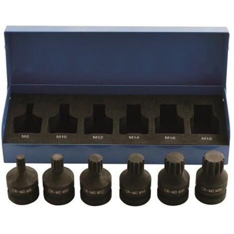 Laser Tools Impact Spline Socket Bit Set 1/2""D 6pc 4939