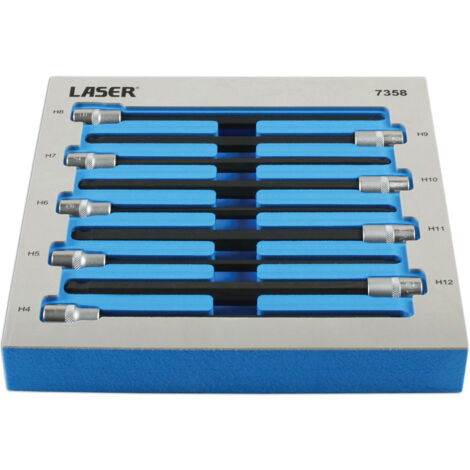 Laser Tools Extra Long Ball End Hex Socket Bit Set 3/8""D 9pc 7358
