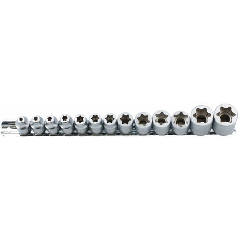 Laser Tools Flat Cut Female Torx Star Socket Set 13pc Satin Finish 8797