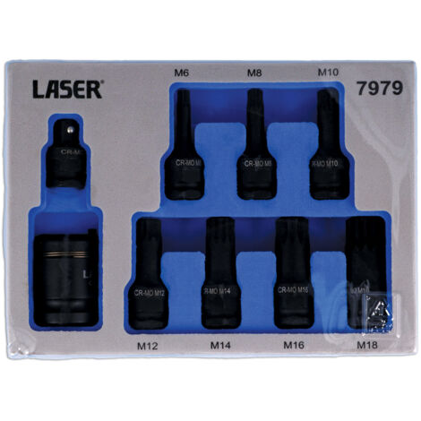 Laser Tools Dual Drive Spline Impact Bit Socket Set 9pc In A EVA Foam ...