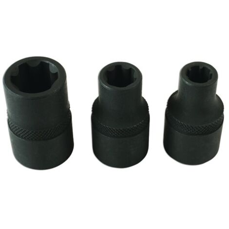 Laser Tools Ribe Socket Set 1/2""D 3pc Applications Nissan Renault 6S ...