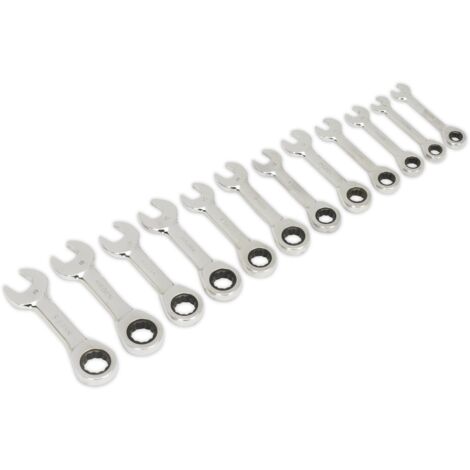 Sealey Stubby Ratchet Combination Spanner Set 12pc Metric S0633