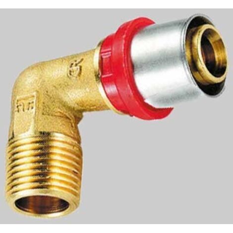 Raccordo curvo maschio a pressare per tubo multistrato modello cobrapress 3/4" ø20x2 TIEMME