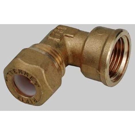 Raccordo curvo femmina con ogiva in ptfe per tubo rame serie 1205 1/2" ø16 TIEMME