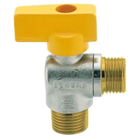 Rubinetto gas in ottone a squadro con farfalla maschio maschio 1/2" ENOLGAS