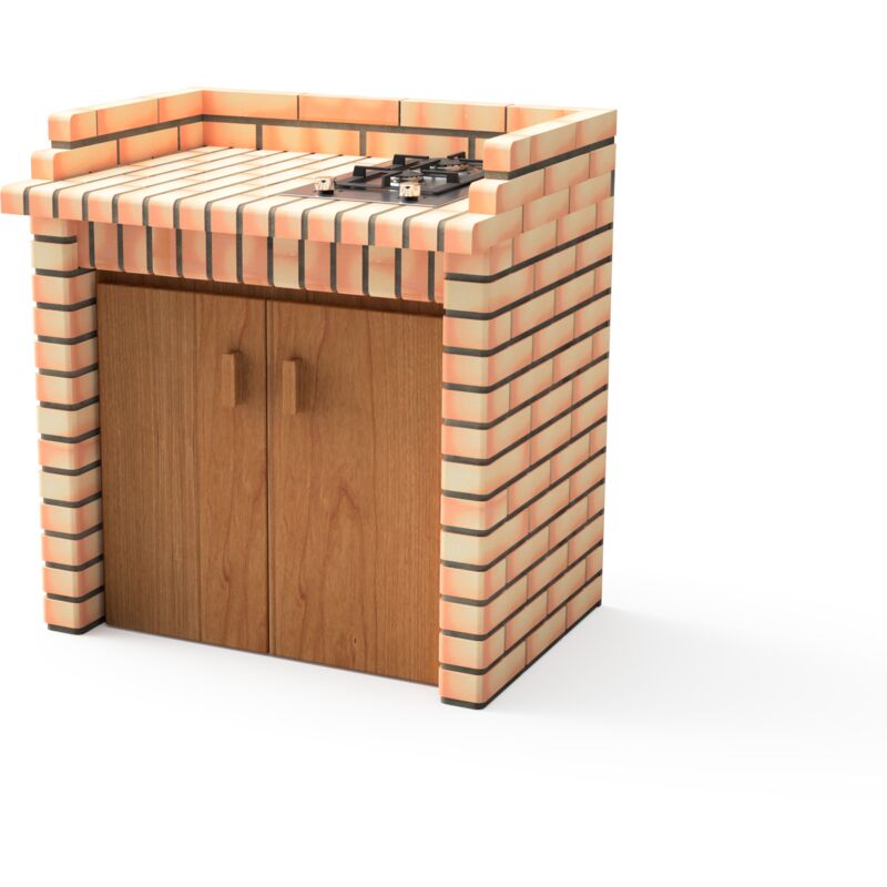 MOVELAR - Module Luxor Gaz pour Barbecue en Béton Préfabriqué (Gris, orange - 94 x 70 x 70 cm ...