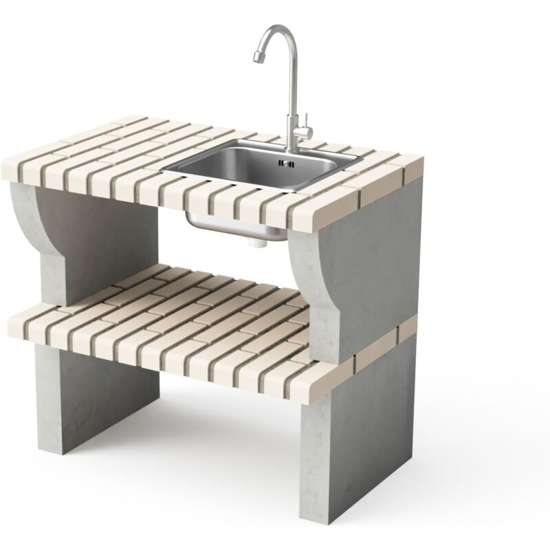 MOVELAR - Évier et robinet sur pied Bailen Plus pour Barbecue en Béton Préfabriqué (Beige, Gris ...