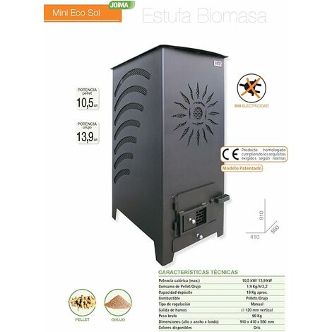 JOIMA - Poêle à Biomasse Granulé-Marc d'olive Modèle MINI ECO SOL 10 kW