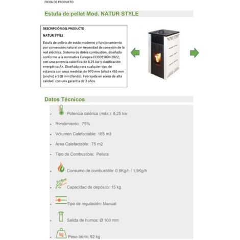 JOIMA - Poêle à pellets sans électricité modèle NATUR STYLE 8 kW. Il ...