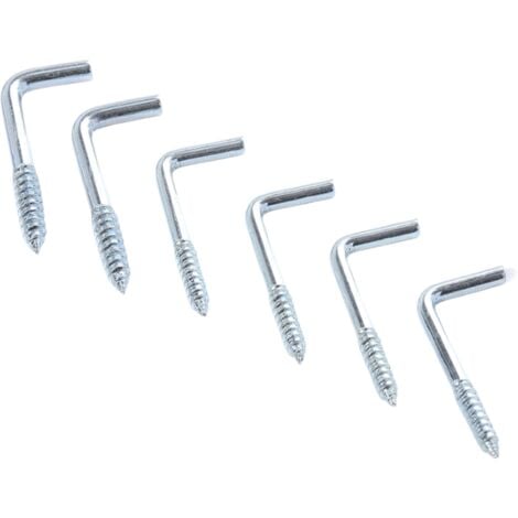 Lot de 20 crochets à vis à angle droit de 40 mm, Crochet à visser, crochets carrés à vis en ...