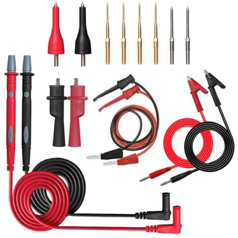 Multimeter Test Leads Kit, 16 Pieces Testing Lead with Alligator Clips ...