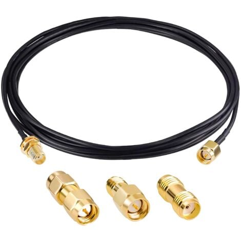 Cable Coaxial SMA male vers SMA femelle, cloison RG174, cable de 10 pieds/3m avec 3 adaptateurs ...