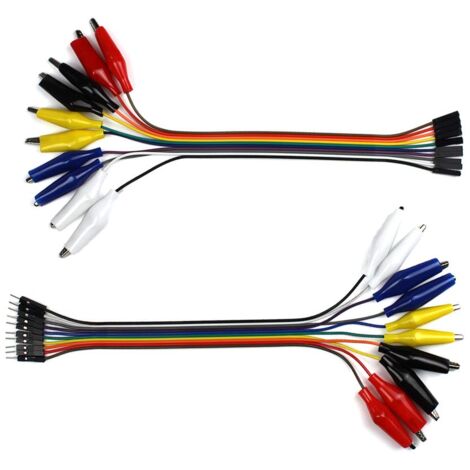 Breadboard Alligator Clip Jumpers - Gator to Male and Female Jumper ...