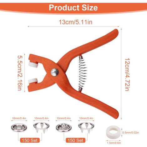 LAOA 300 Pièces 10mm Boutons Pression, Pressions Couture avec Pince ...