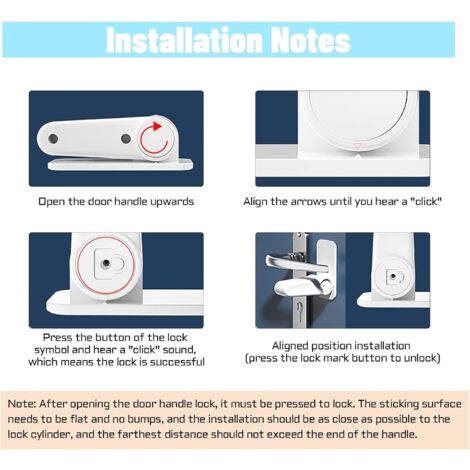 2 Pieces Serrures de Porte à Levier Sécurité Enfants, Serrure Verrouillage pour Enfant Bébé ...